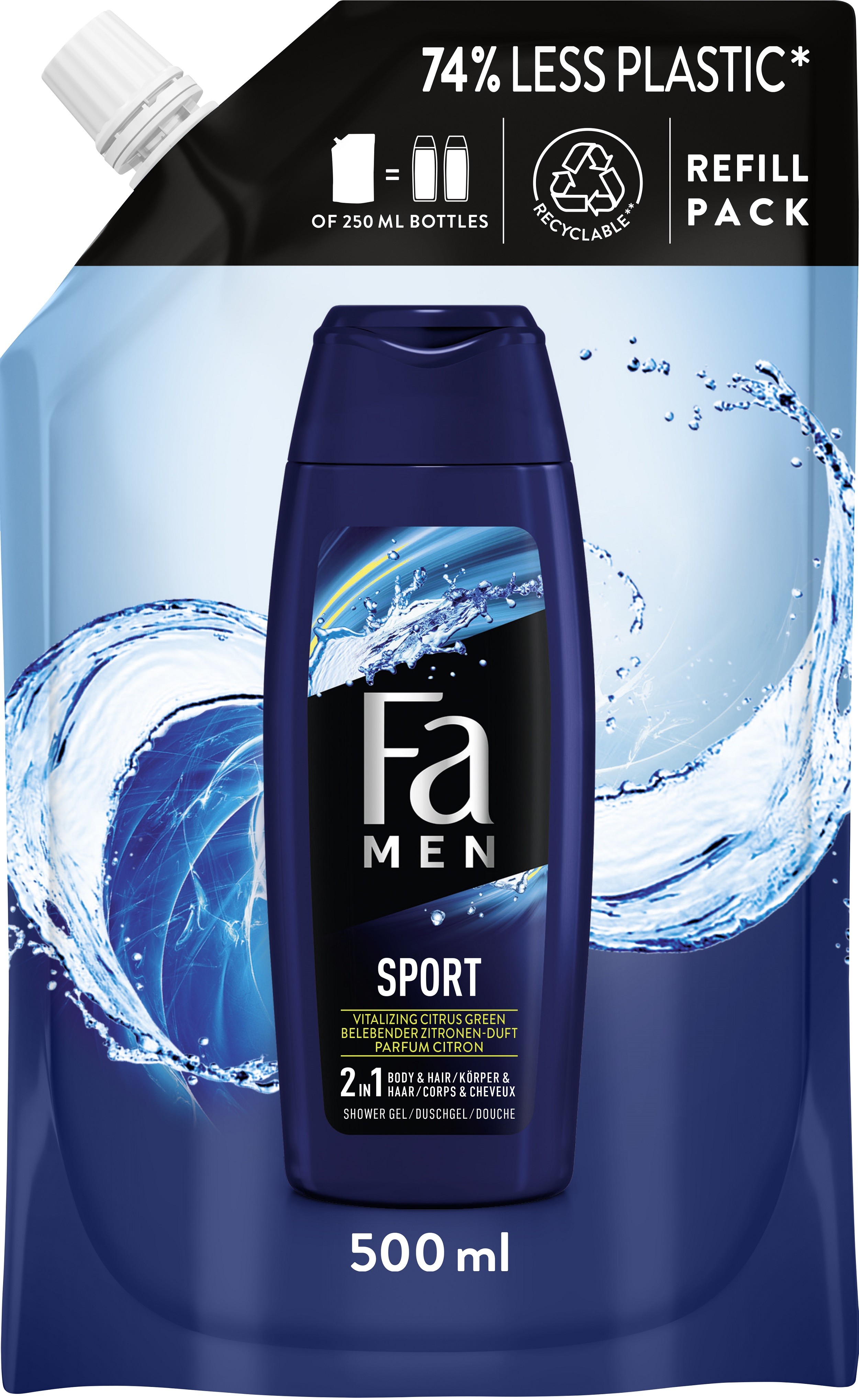 Fa Men Sport Душ гел, пауч, 500 ml | Ozone.bg
