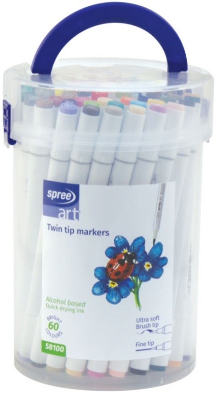 Двувърхи маркери Spree Art - Fine tip, 60 цвята | Ozone.bg