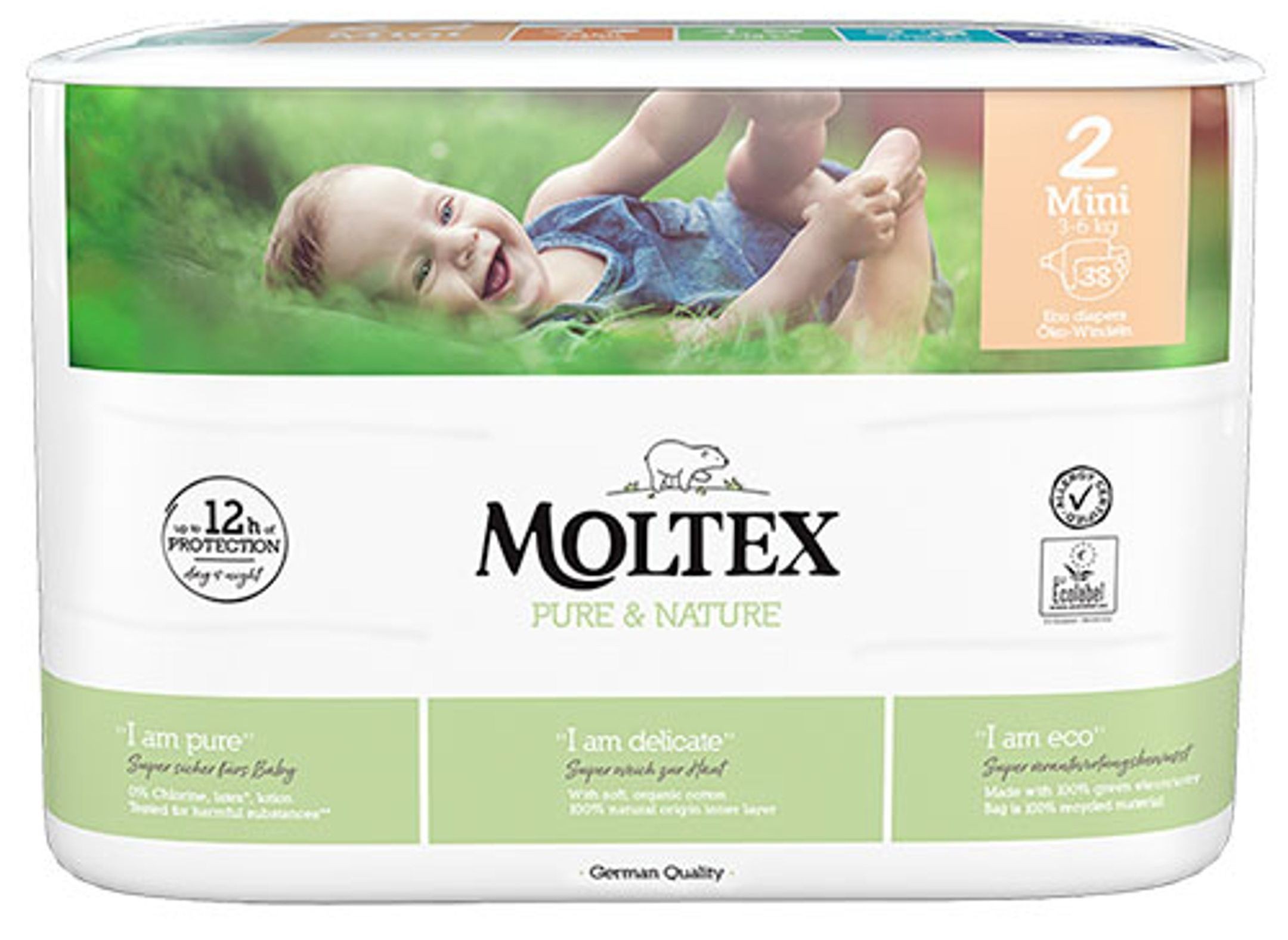 Еко пелени мини Moltex - № 2 (3-6 kg), 38 броя | Добра цена | Ozone.bg