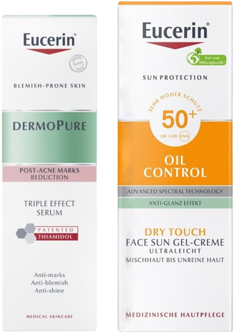 Eucerin DermoPure & Sun Комплект - Серум с тройно действие и Гел-крем ...