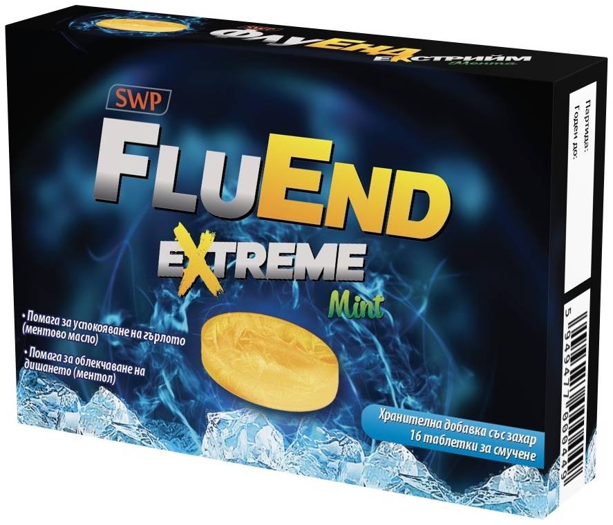 FluEnd Extreme, мента, 16 таблетки, Sun Wave Pharma | Ozone.bg