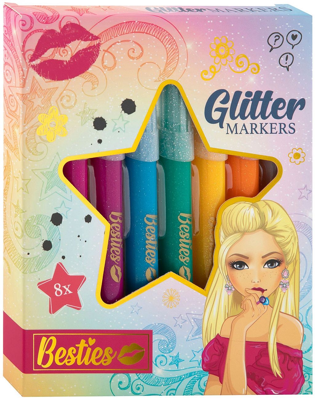 Флумастери Moxy Besties - Блестящи, 8 цвята | Ozone.bg