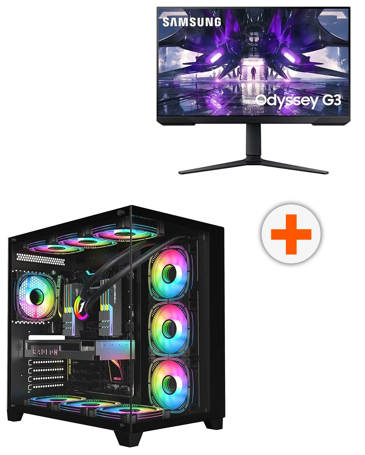 Гейминг компютър Cyclone (AMD) - Ryzen 7 5700X3D, RTX 4070 SUPER, 32GB, 1TB + Гейминг монитор ...