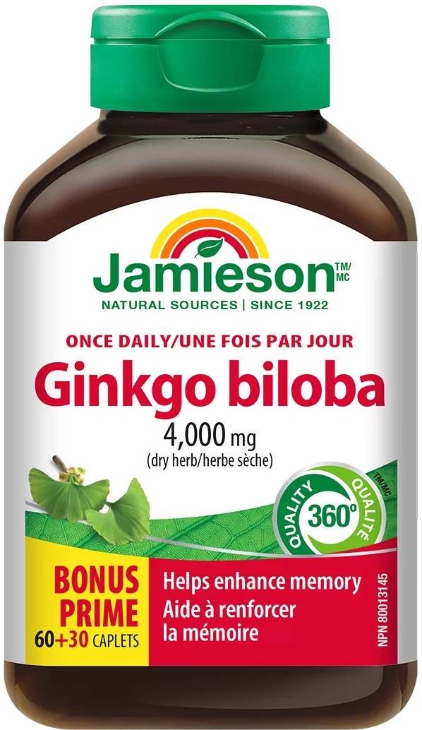 Гинко Билоба, 4000 mg, 90 таблетки, Jamieson | Ozone.bg