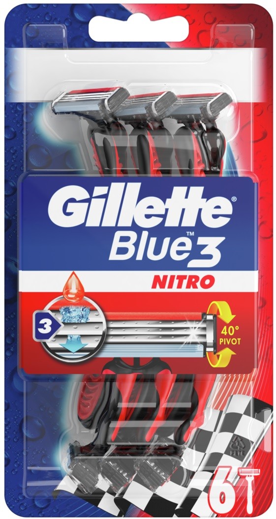 Gillette Blue 3 Мъжка самобръсначка Nitro, 6 броя | Ozone.bg