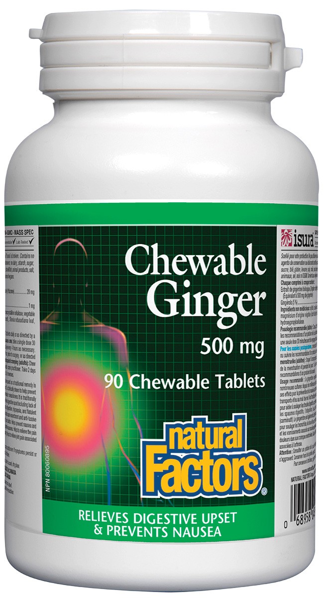 Ginger Chewable, 90 таблетки, Natural Factors | Ozone.bg