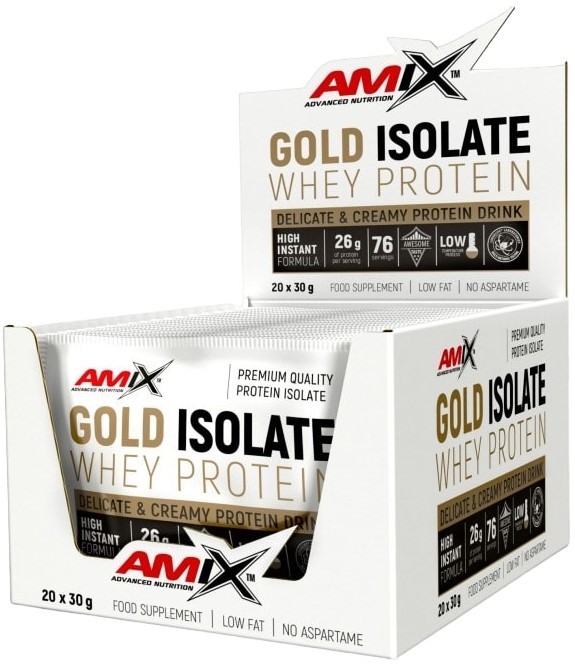 Gold Isolate Whey Protein Box, шоколад, 20 x 30 g, Amix | Ozone.bg
