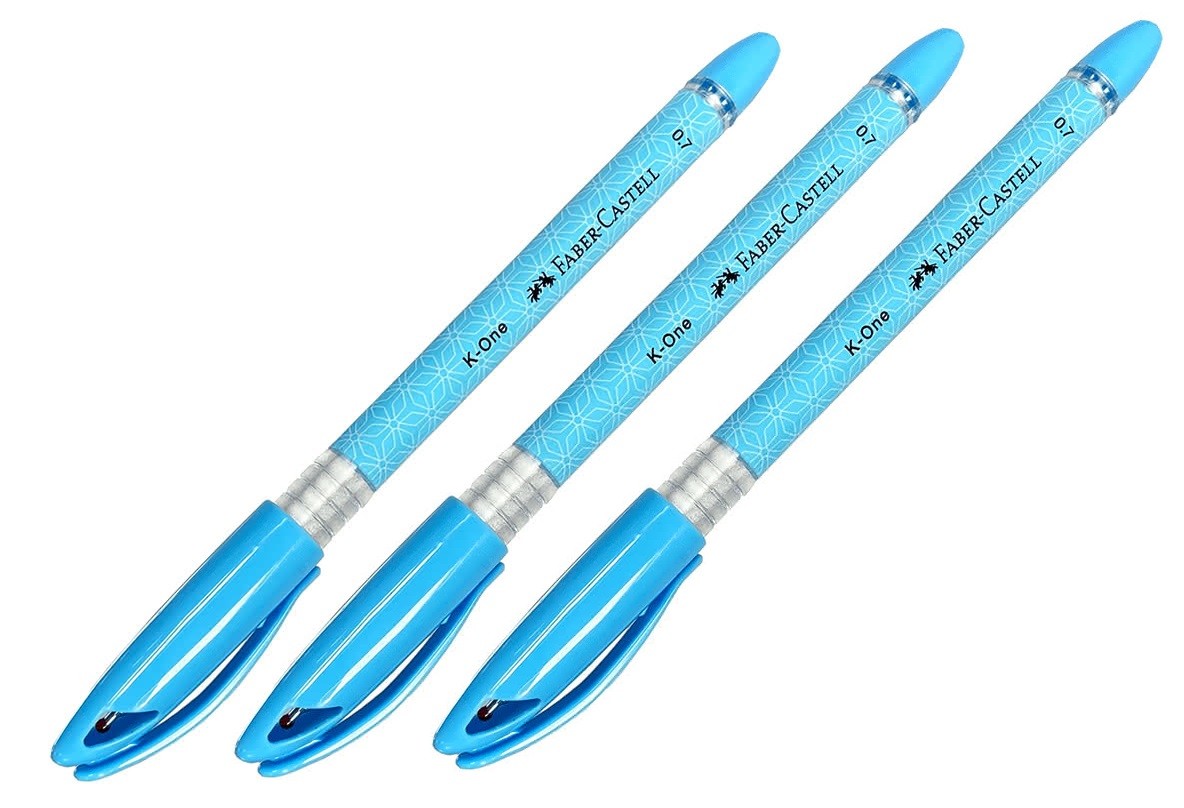 Химикалка Faber-Castell K-One - 3 броя, 0.7 mm, син | Ozone.bg