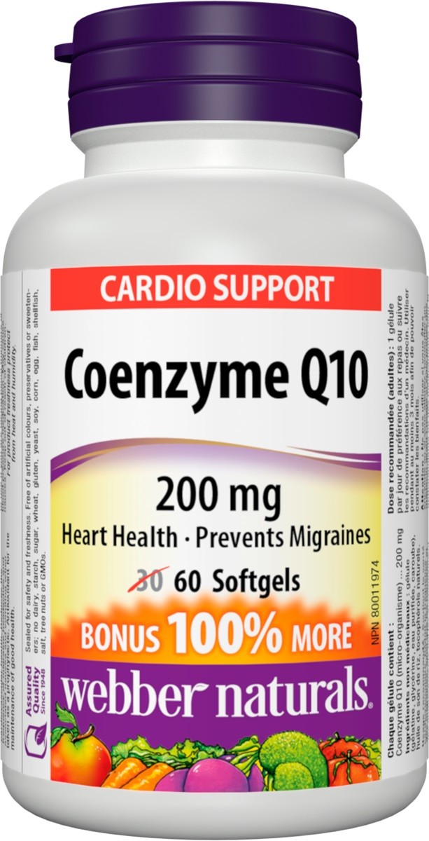 Coenzyme Q10, 200 mg, 60 софтгел капсули, Webber Naturals | Ozone.bg