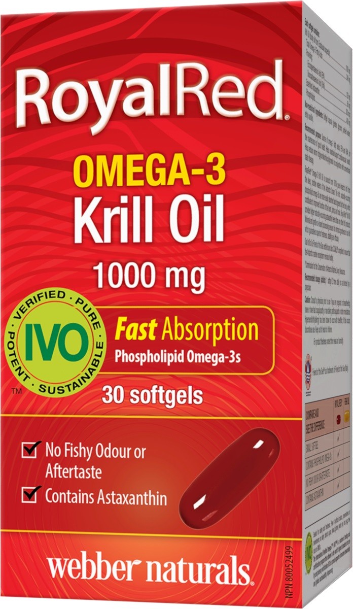 RoyalRed Omega-3 Krill Oil, 1000 mg, 30 софтгел капсули, Webber ...