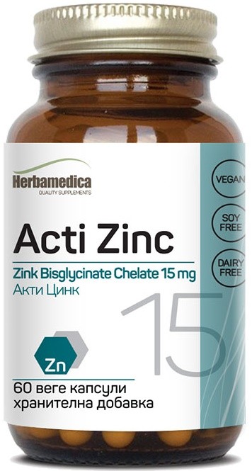 Acti Zinc, 15 mg, 60 веге капсули, Herbamedica | Ozone.bg