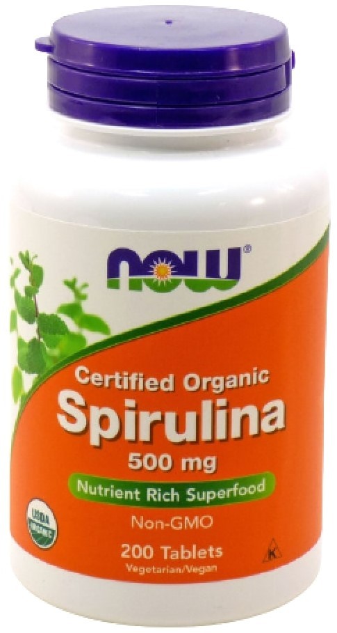 Spirulina, 500 mg, 200 таблетки, Now | Ozone.bg