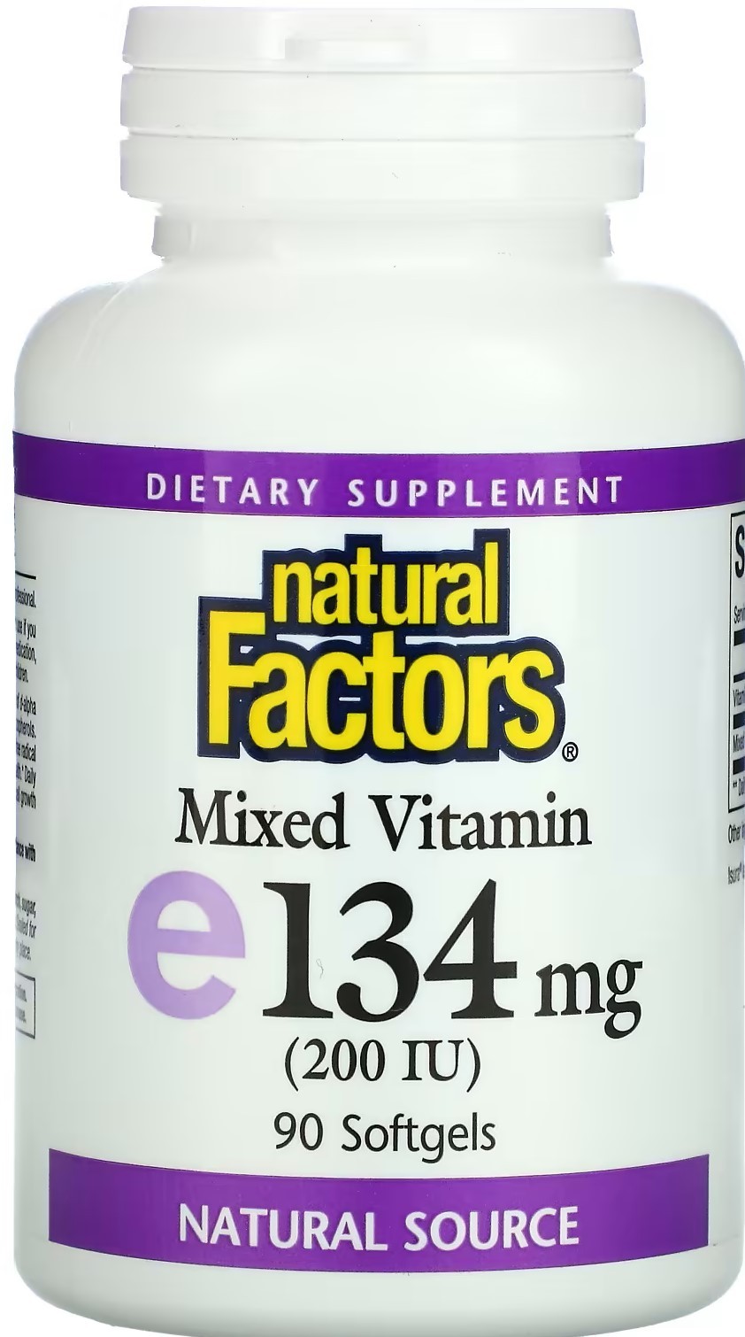 Mixed Vitamin E, 134 mg, 90 софтгел капсули, Natural Factors | Ozone.bg