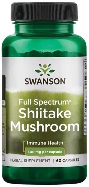 Full Spectrum Shiitake Mushroom, 500 mg, 60 капсули, Swanson | Ozone.bg