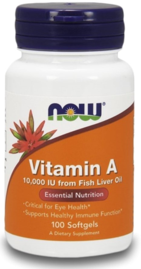 Vitamin A, 10 000 IU, 100 капсули, Now | Ozone.bg