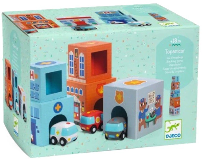 Игрален комплект Djeco - Кубчета и колички | Отлична цена | Ozone.bg