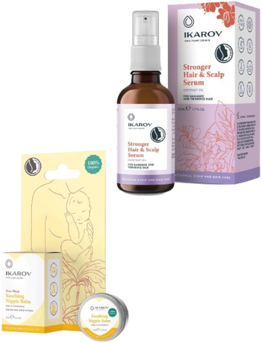 Ikarov Комплект - Балсам на зърна и Серум за коса с кестен, 12 + 50 ml | Ozone.bg