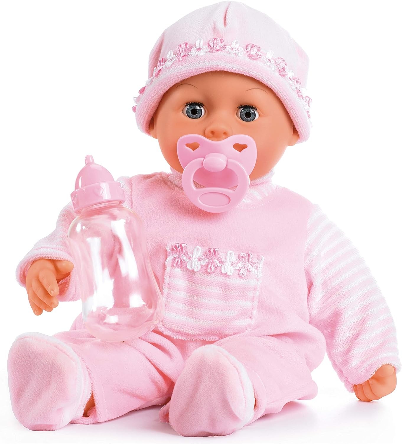 Интерактивна кукла Bayer First Words Baby - Розова рокля с джобче, 38 ...
