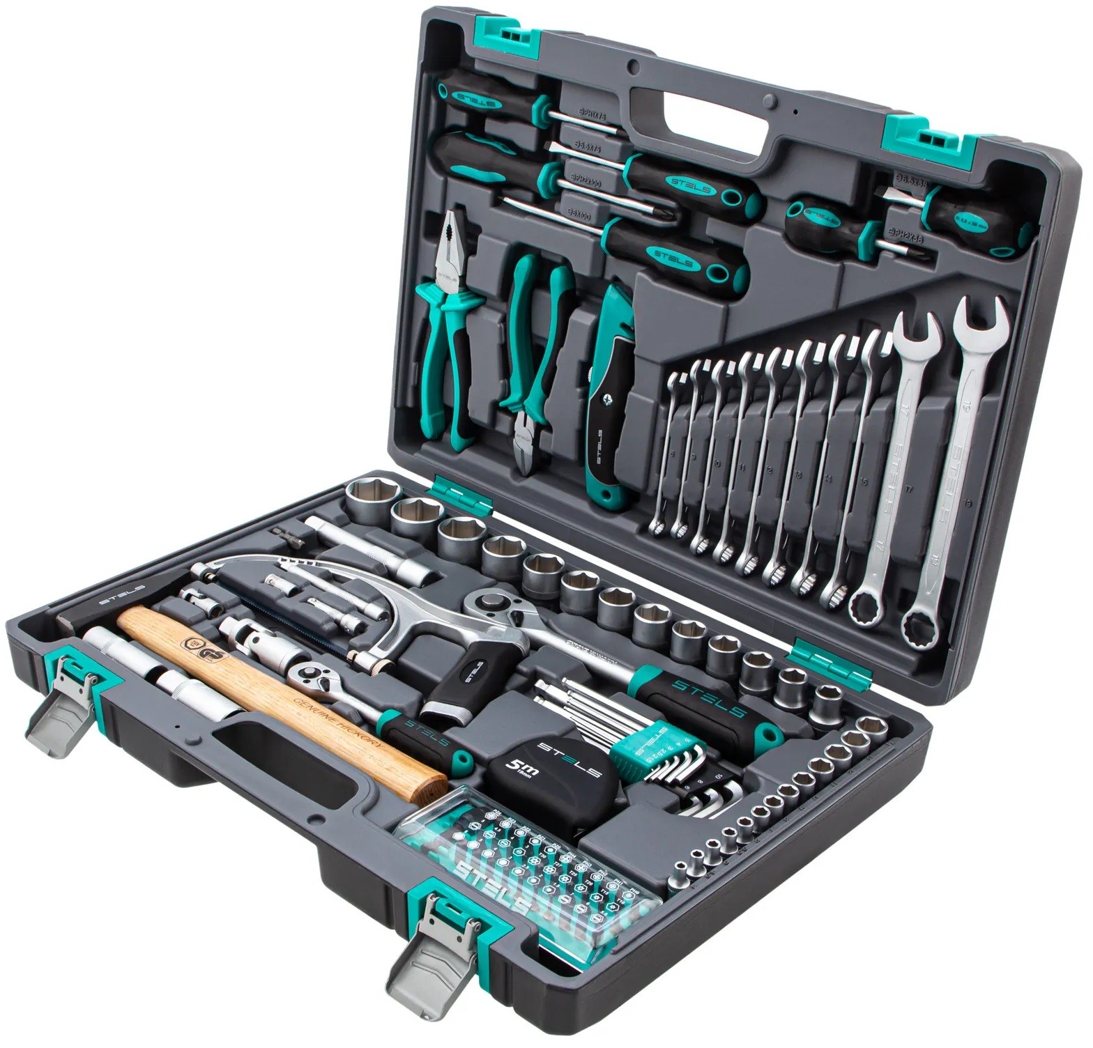 Инструменти Stels - 98 части, 1.2''/1.4'', стомана CrV и S2, в куфар | Ozone.bg