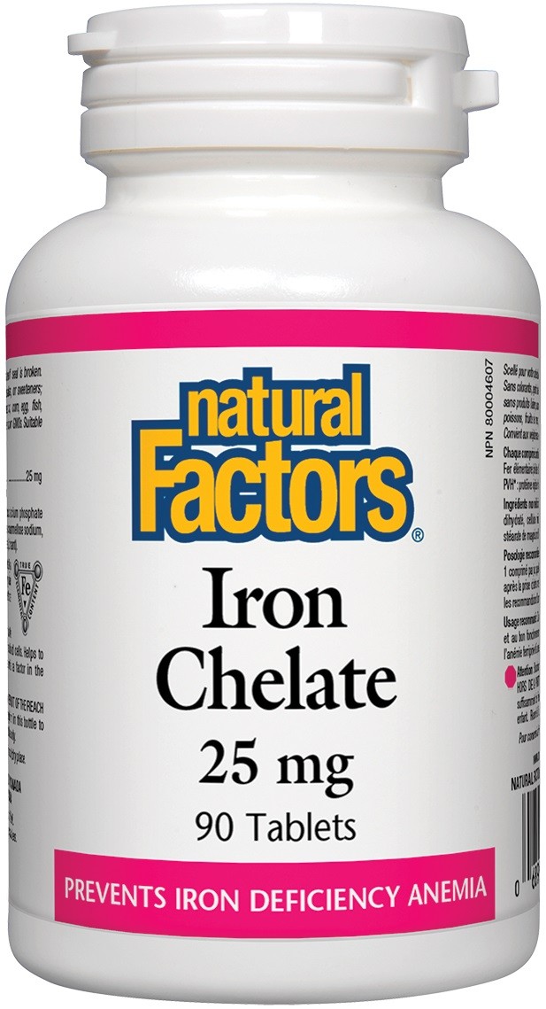 Iron Chelate, 25 mg, 90 таблетки, Natural Factors | Ozone.bg