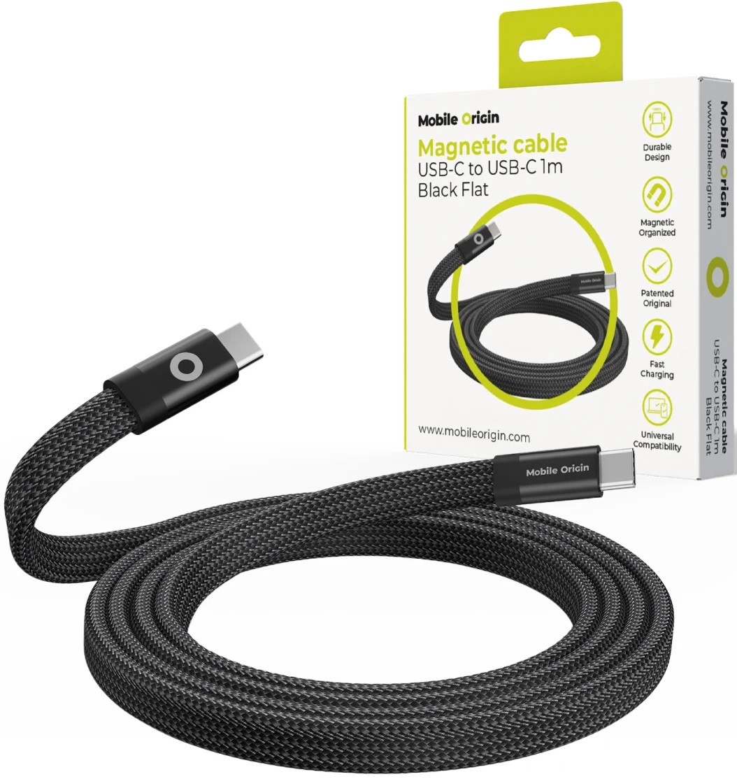 Кабел Mobile Origin - Magnetic Flat Original Cable, USB-C/USB-C, 1 m ...