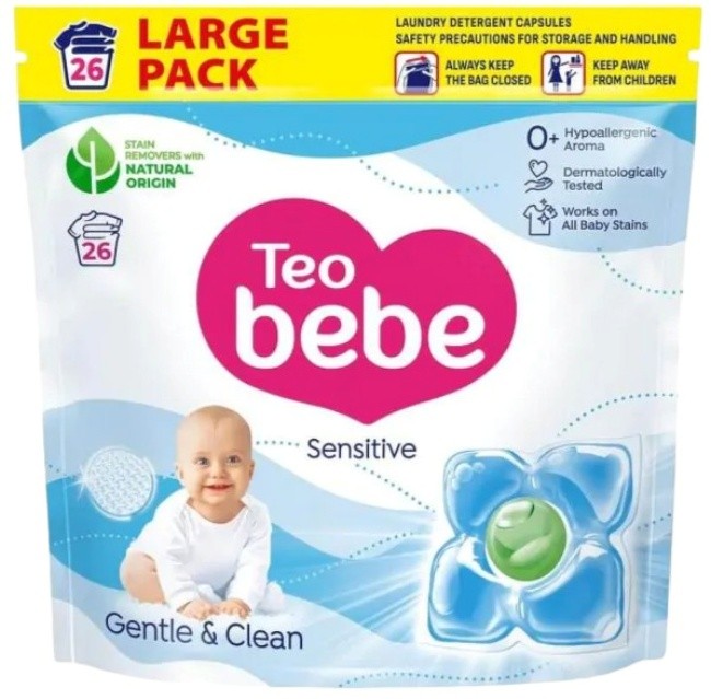 Капсули за пране Teo Bebe Gentle & Clean - Sensitive, 26 капсули | Добра цена | Ozone.bg