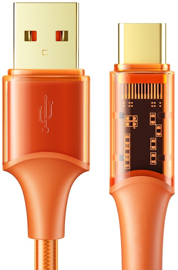 Кабел Xmart - Amber Series, USB-A/USB-C, 1.2m, оранжев | Ozone.bg