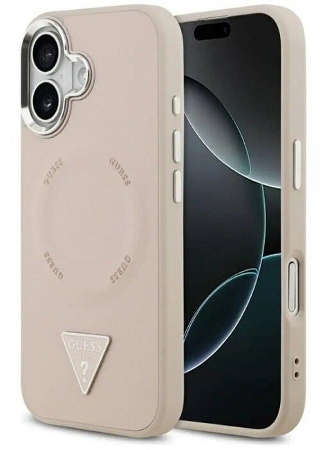 Калъф Guess - Triangle Logo, iPhone 17, MagSafe, розов | Ozone.bg