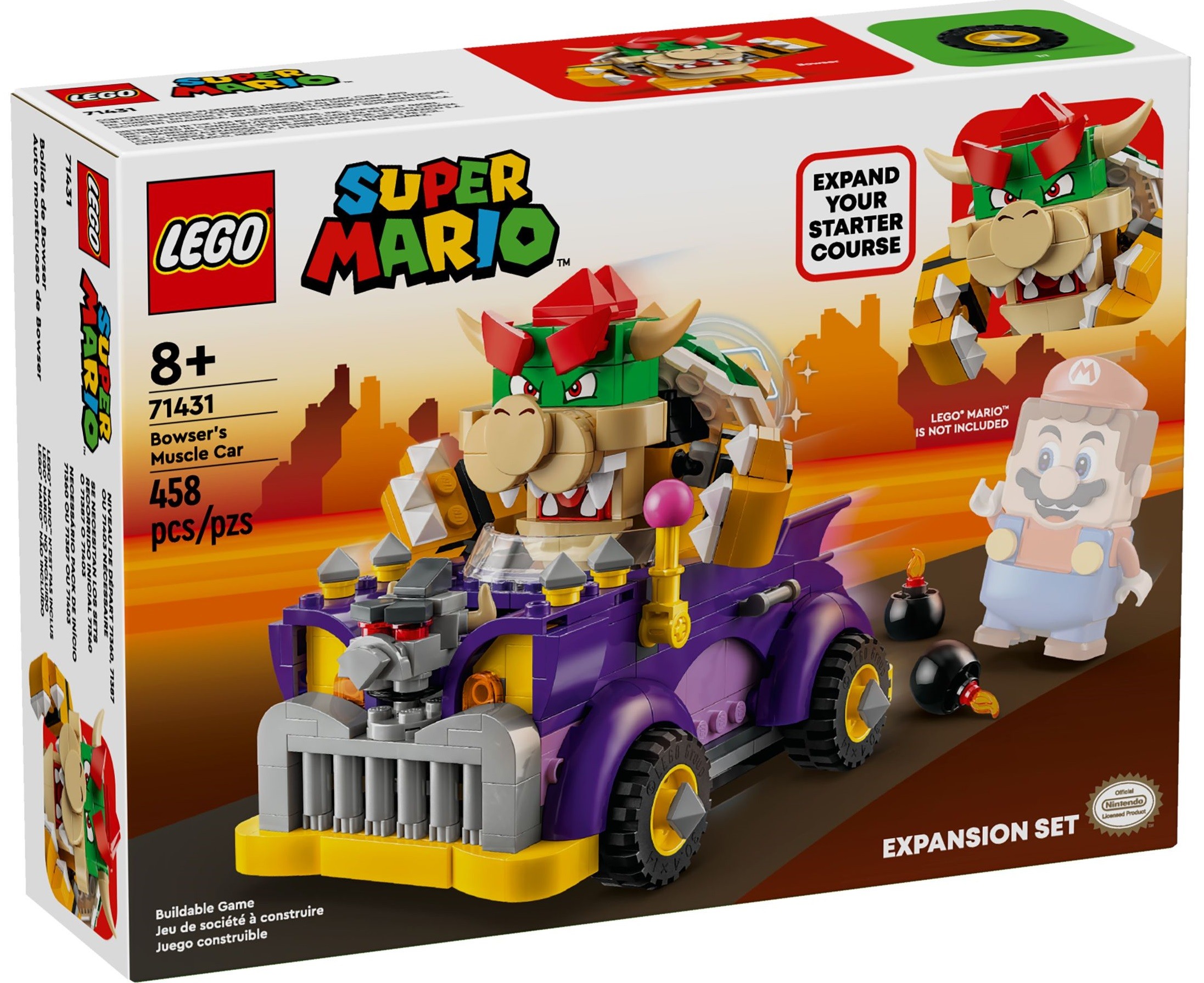 Конструктор допълнение LEGO Super Mario - Мощната кола на Баузър (71431 ...