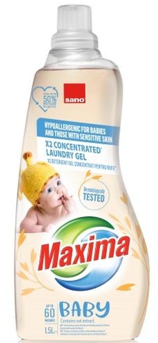 Концентриран гел за пране Sano - Maxima Baby Oat, 60 пранета, 1.5 l ...