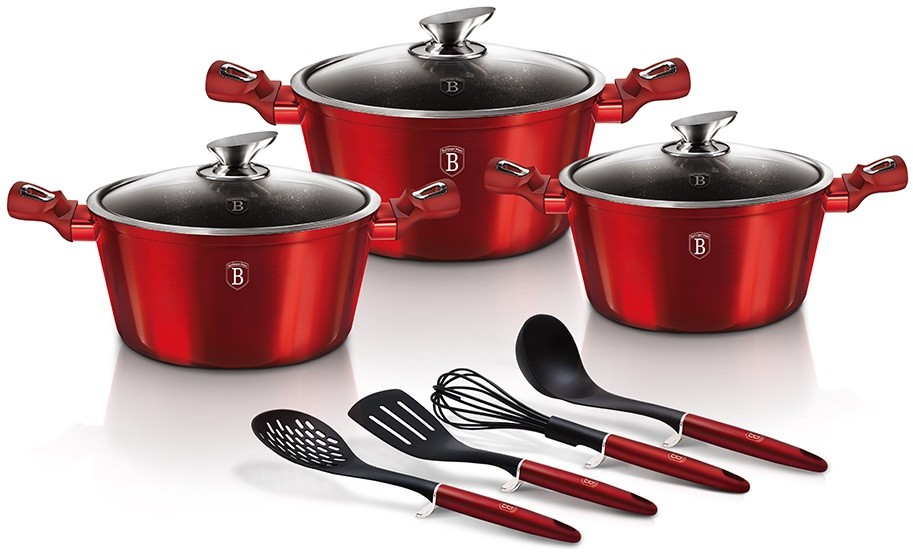 Комплект тенджери Berlinger Haus - Metallic Line Burgundy Edition, с 4 прибора | Ozone.bg