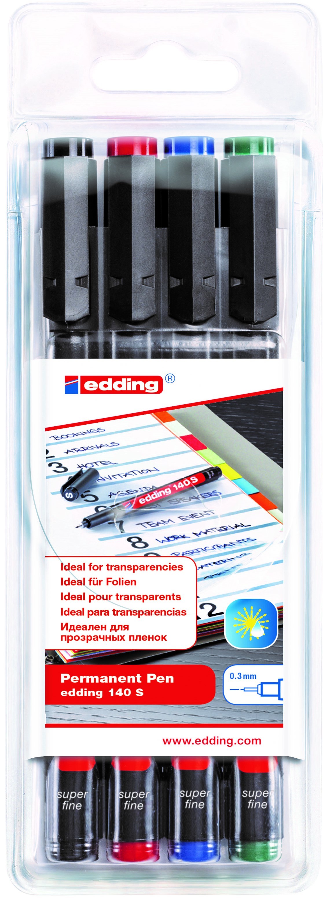 Комплект перманентен маркери Edding 140 - 4 цвята, S | Ozone.bg