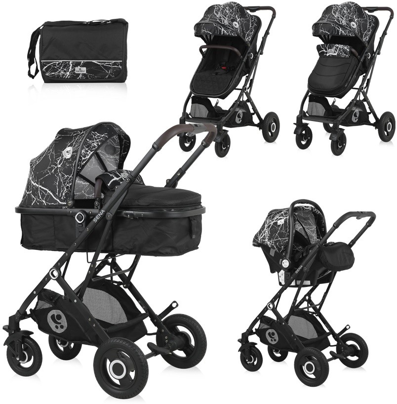Комбинирана количка Lorelli - Sena Set, Black Marble | Добра цена | Ozone.bg