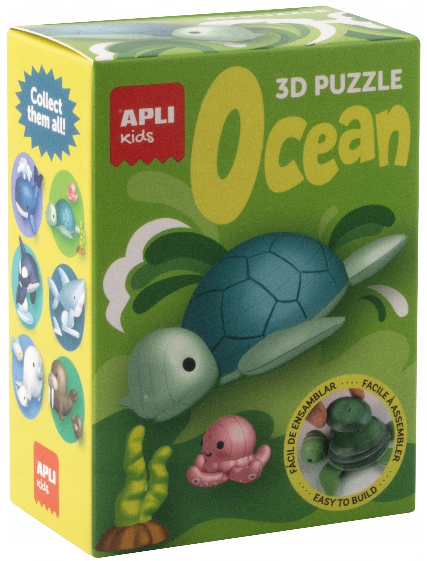 Комплект 3D пъзели Apli Kids - Ocean, костенурка, октопод и водорасло ...