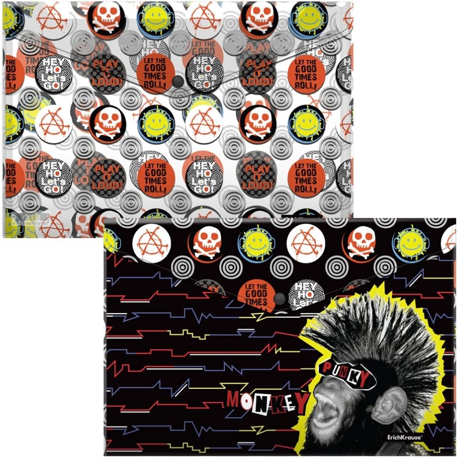 Комплект папки с копче Erich Krause - Punky Monkey, A4, 4 броя | Ozone.bg