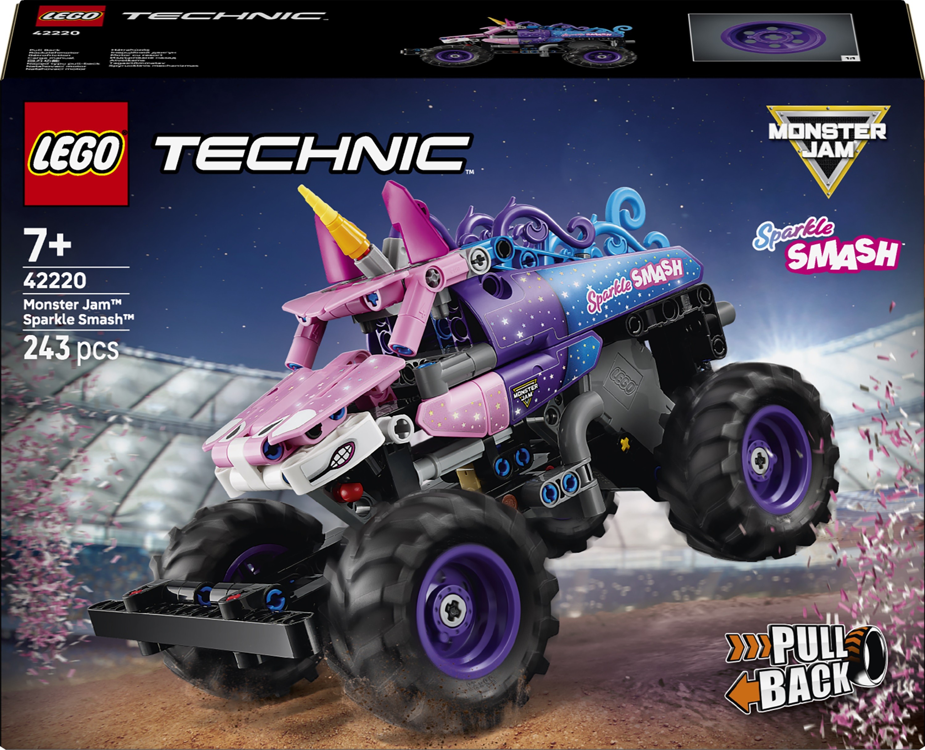 Конструктор LEGO Technic Monster Jam - Sparkle Smash, с издърпване ...