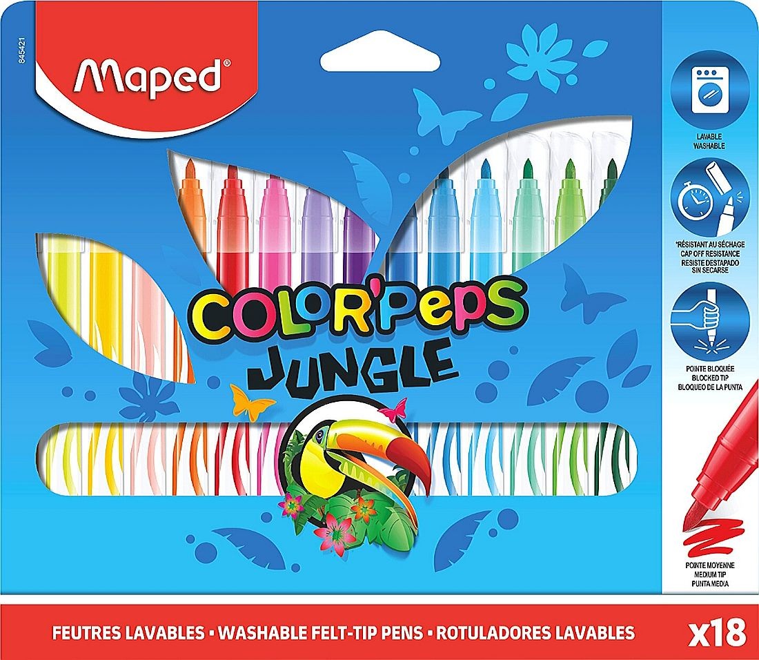 Комплект флумастери Maped Color Peps - Jungle, 18 цвята | Ozone.bg