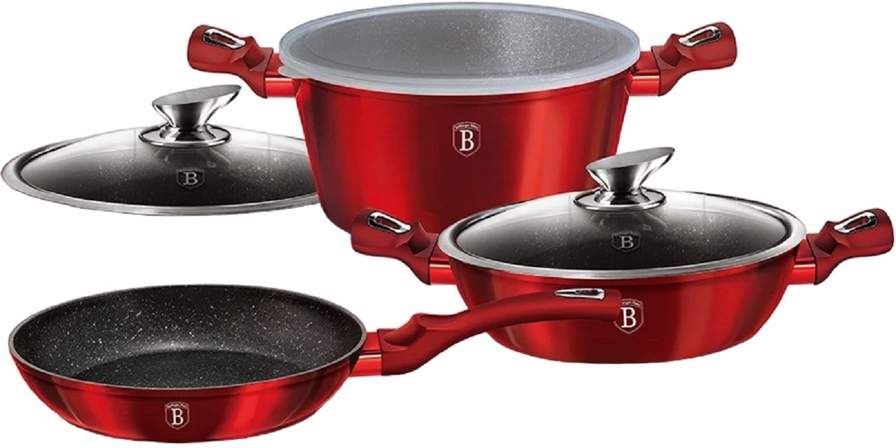 Комплект съдове за готвене Berlinger Haus - Metallic Line Burgundy Edition, 5 части | Ozone.bg