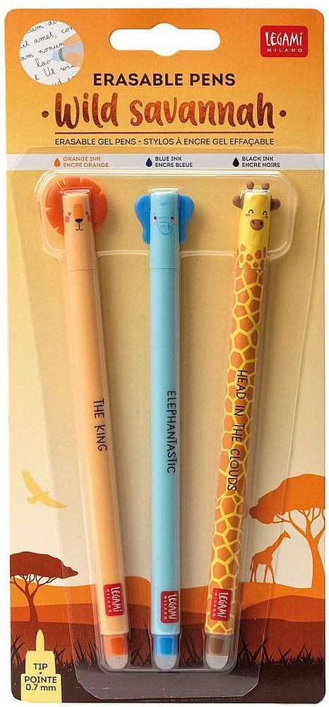 Комплект изтриваеми гел химикалки Legami - Савана, 3 броя | Ozone.bg