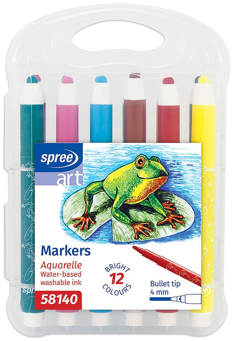 Комплект акварелни маркери Spree Art - 12 цвята, 4.0 mm | Ozone.bg