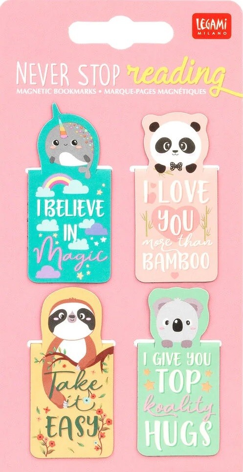 Комплект магнитни книгоразделители Legami - Never Stop Reading, 4 броя ...