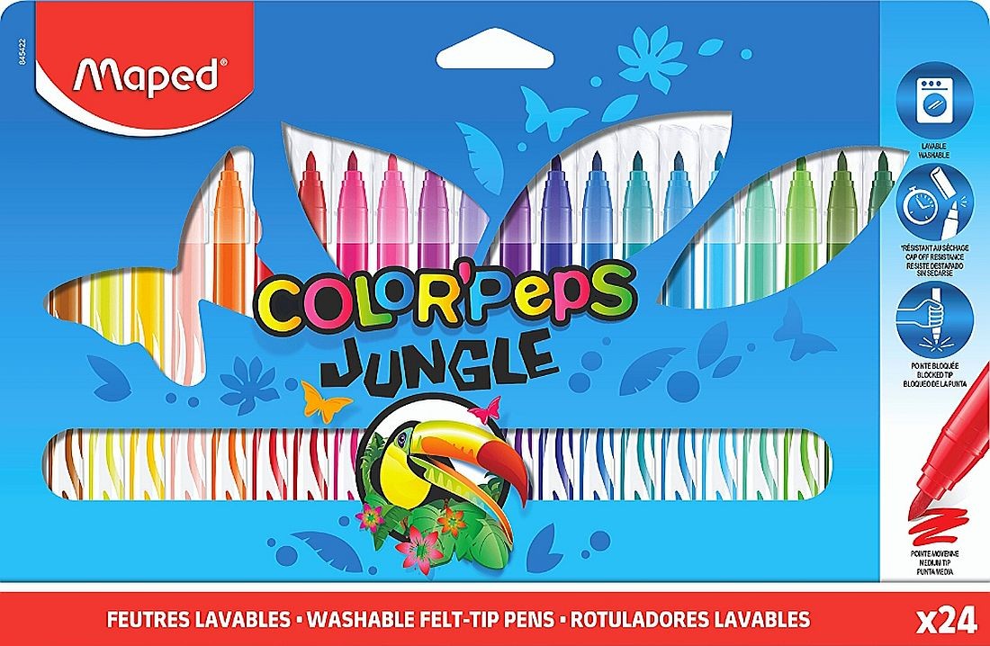 Комплект флумастери Maped Color Peps - Jungle, 24 цвята | Ozone.bg
