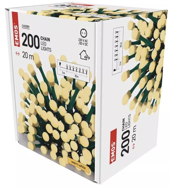 LED Лампички Emos - Cherry Timer, 200 броя, 6W, 20 m | Ozone.bg