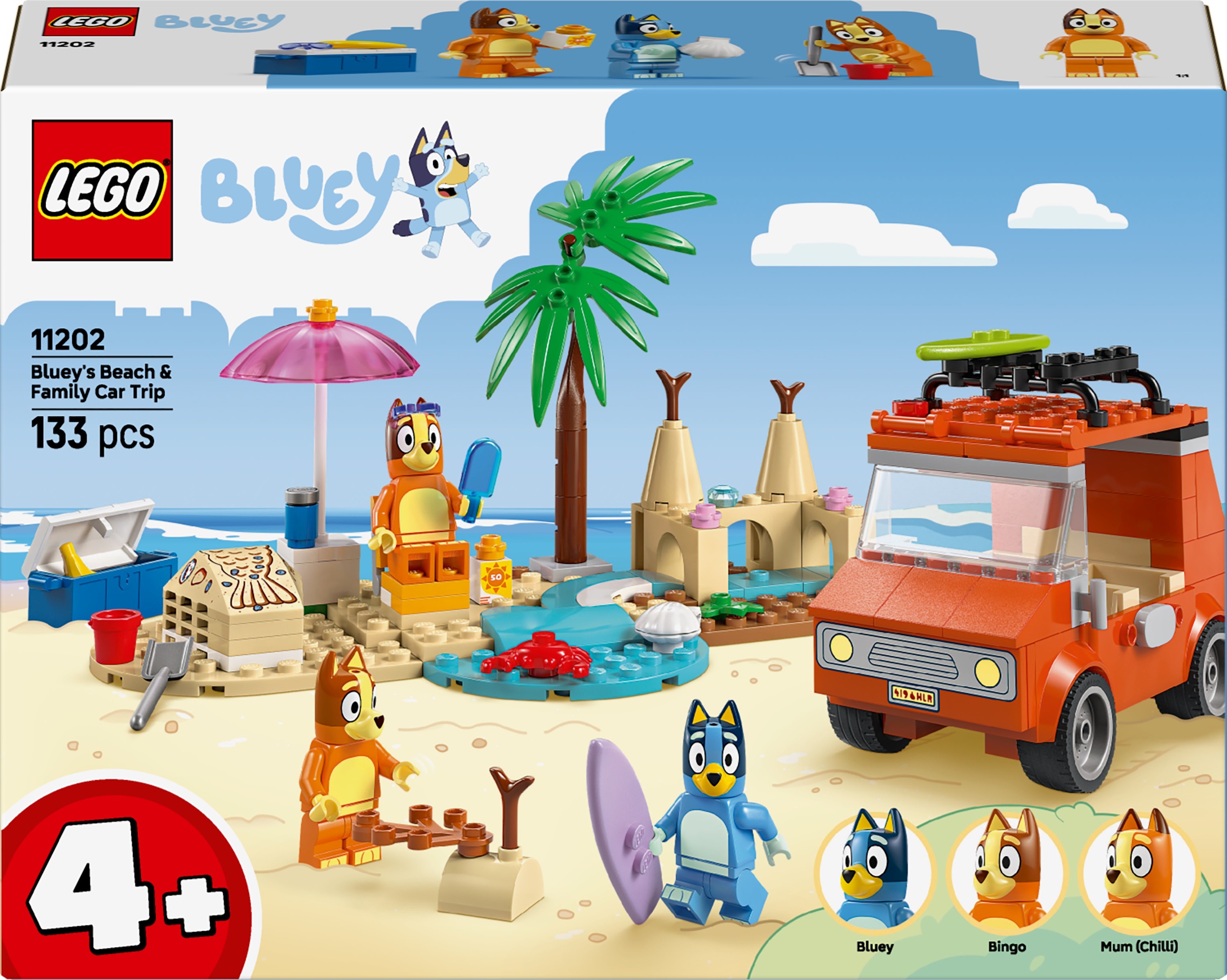 Конструктор LEGO Bluey - Пътуване до плажа със семейната кола на Блуи ...