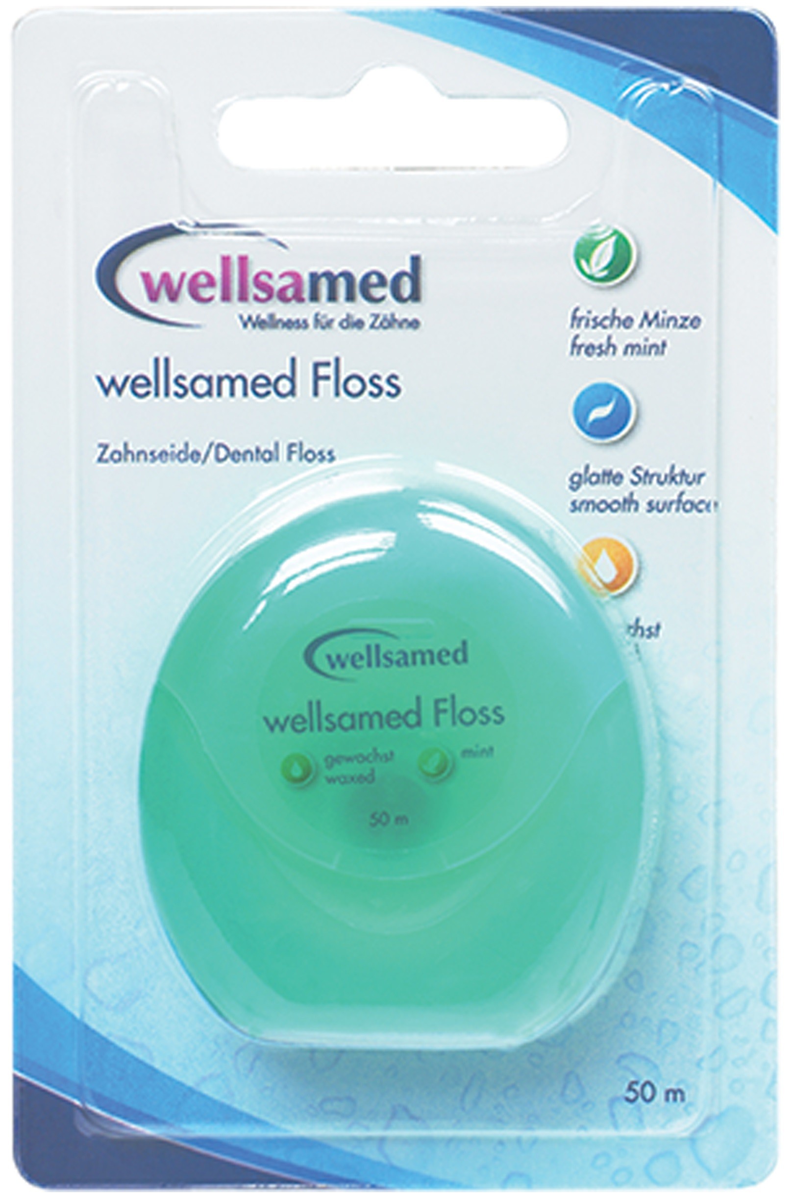 Wellsamed Конец за зъби Mentol, с вакса, 50 m | Ozone.bg