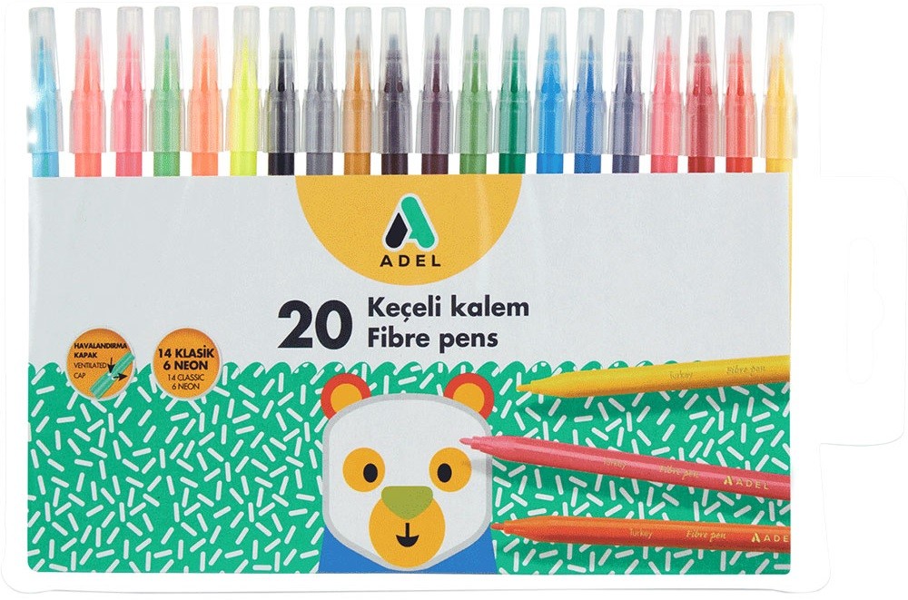 Комплект флумастери Adel - 20 цвята | Ozone.bg