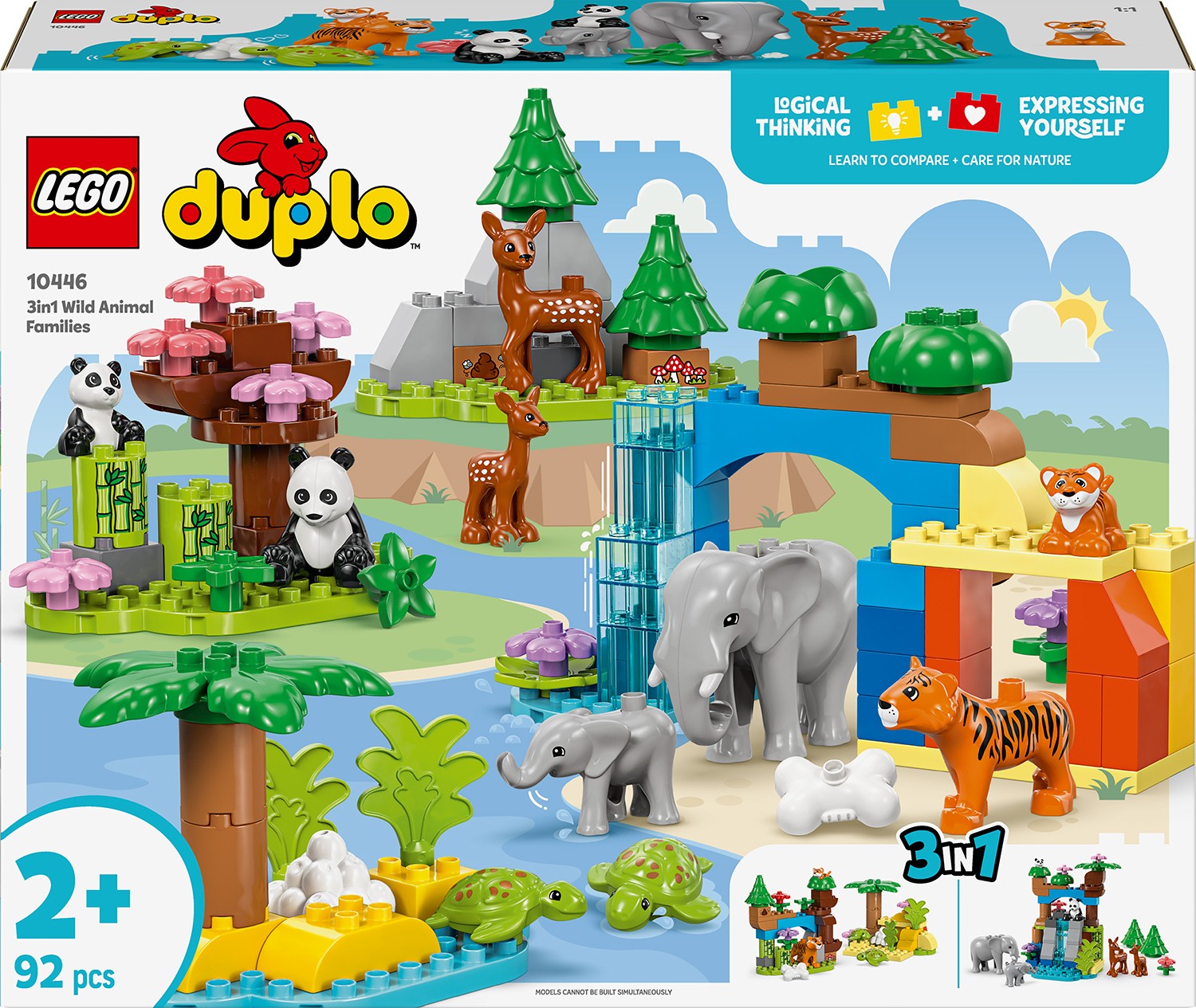 Конструктор LEGO Duplo 3 в 1 - Семействата на дивите животни (10446 ...