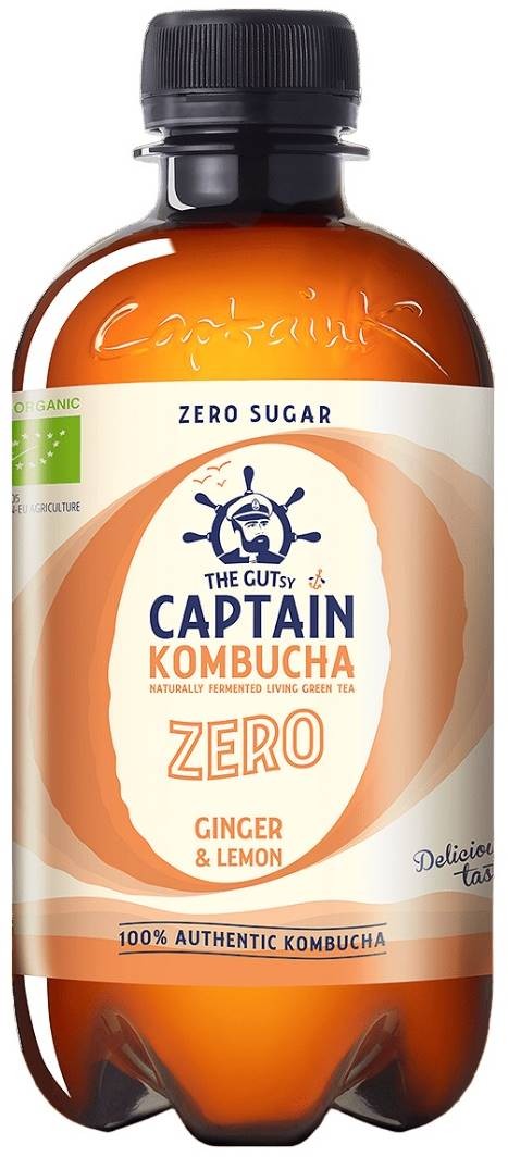 Комбуча с джинджифил и лимон, без захар, 400 ml, Captain Kombucha ...