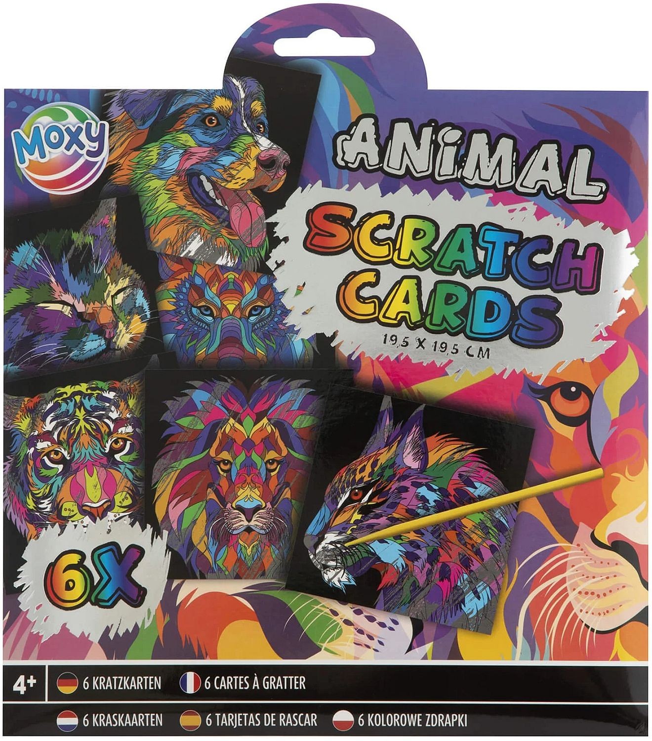 Комплект скреч карти Moxy - Животни, 6 броя | Ozone.bg