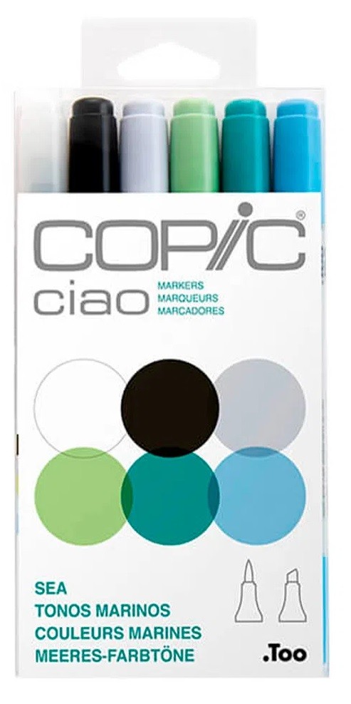 Комплект маркери Too Copic Ciao - Морски тонове, 6 цвята | Ozone.bg